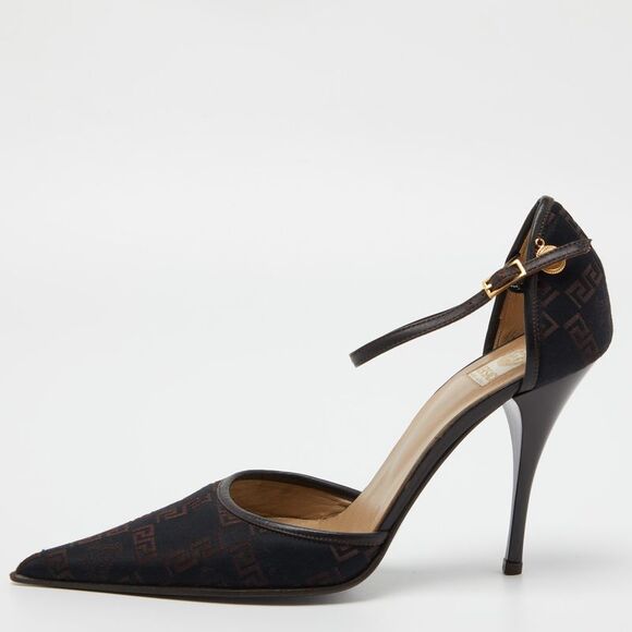 Versace | Shoes | Versace Black Embroidered Canvas And Leather Ankle ...